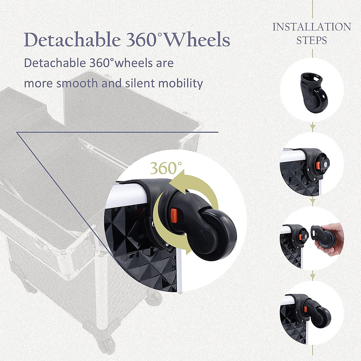 Mecucasi Rolling Makeup Train Case Large Cosmetic Trolley Organized Aluminum Barber Case for Hairstylist Makeup Nail Tech Salon with Keys Swivel Wheels Traveling Cart Trunk - Black