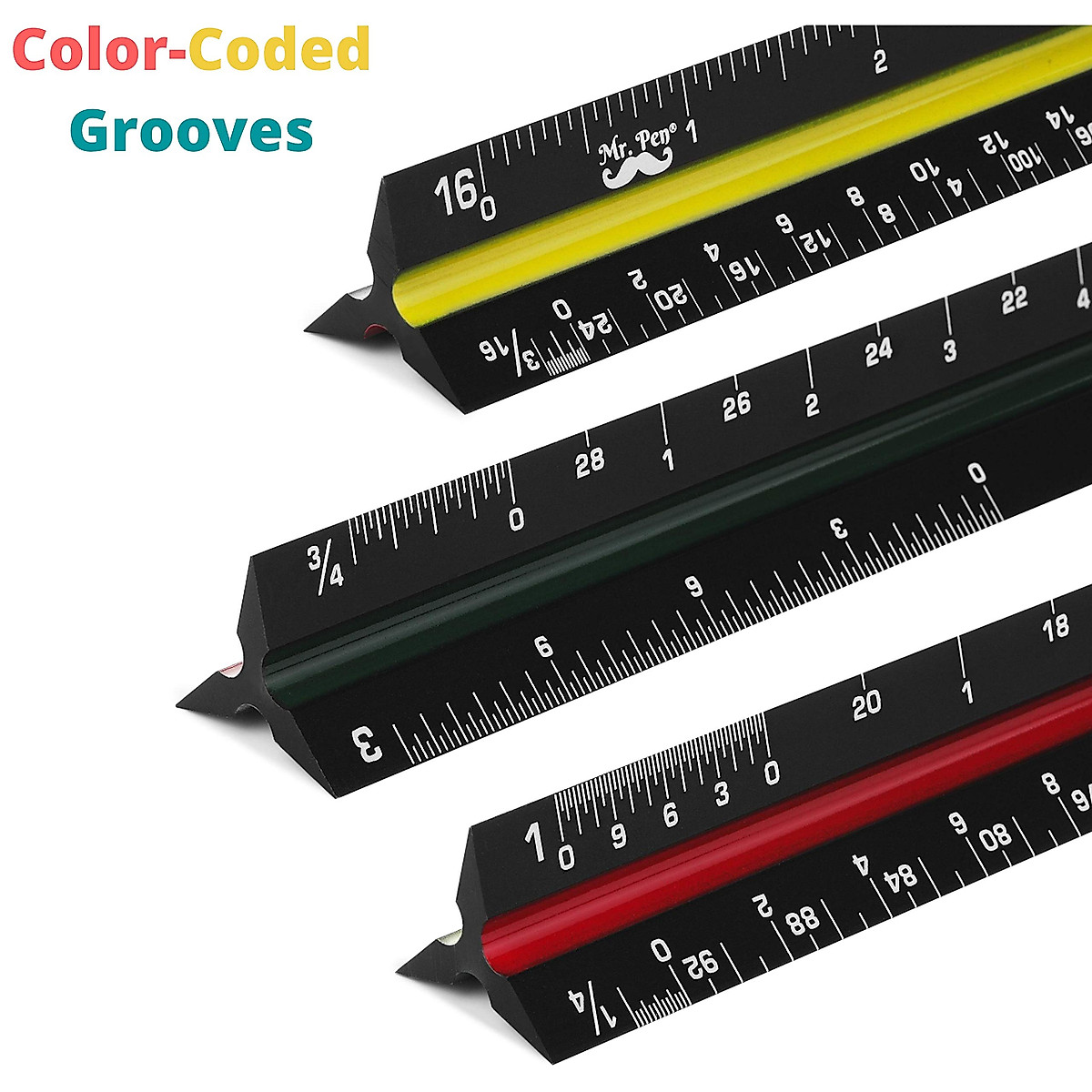 Mr. Pen- Architectural Scale, Scale Ruler, 12 inch, Black, Scale Ruler Contractor, Architect Scal, Scaling Ruler, Drawing Ruler, Architectural Ruler, Drafting Ruler, Rulers for Drawing, Drafting Tools