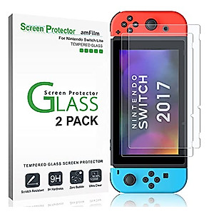 amFilm Tempered Glass Screen Protector for Nintendo Switch 2017 (2-Pack)