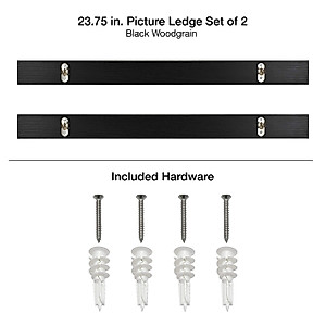 MCS Industries MCS 68905 Black Woodgrain 23.75 Inch Set, Set of 2 Picture Ledge