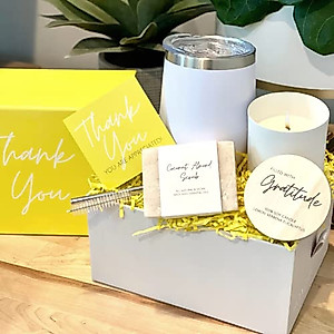 Boxzie Thank You Gifts for Women - Gift Box, Basket, Package Set Ideas - Gratitude Candle Boxes, Appreciation Gifts for Coworkers, Boss, Employee, Hostess, Realtor, Female, Work Anniversary, Friend
