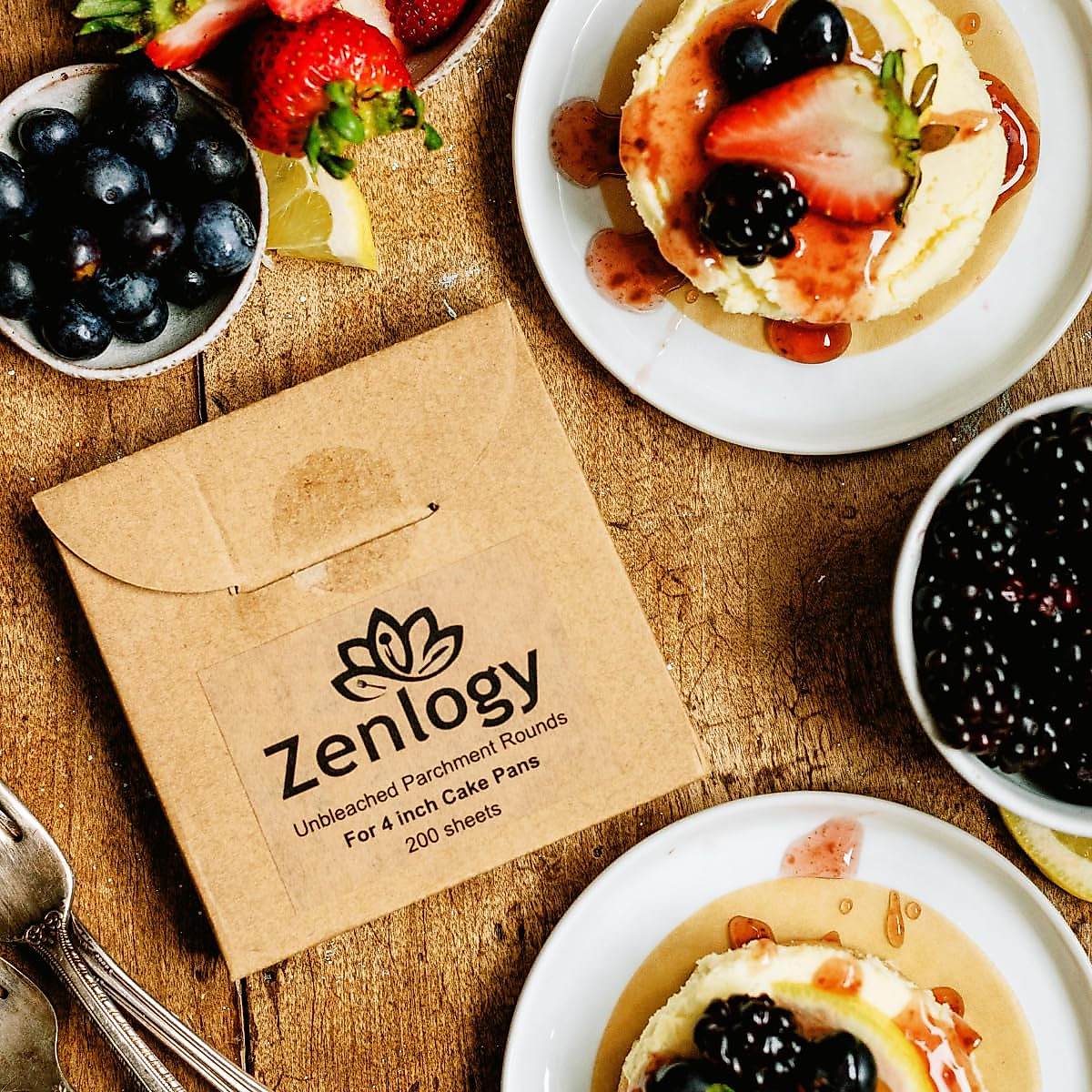 Zenlogy 4 Inch Small Parchment Paper Rounds (200 Sheets) - Unbleached, Pre-cut, High Heat, Round Liners - Fits 4 inch Small Round Pans or Great for Lining, Freezing and Storing, and Separating