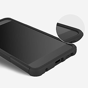 Phone Case for Huawei P20 Lite with Tempered Glass Screen Protector Cover and Stand Kickstand Hard Rugged Hybrid Protective Cell Accessories TPU Huwai P20lite P 20 Haweii Nova 3E Cases Men Women Black