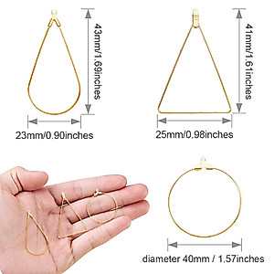 60pcs Earrings Beading Hoop Earring Finding Teardrop Earring Triangle Earring Round Hoop Earring for Jewelry Making DIY Crafts Art Creation Women Gift