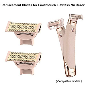 LinMei Women Shaver Replacement Heads Compatible for Finishtouch Flawless Nu Razor incude 2 Replacement Blades and 2 Cleaning Brush and 1 Storage Bag