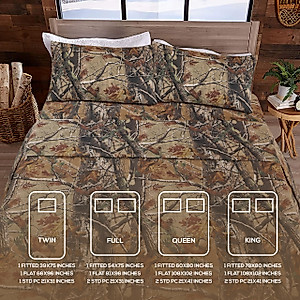 Realtree All Purpose Camo Bedding Full Sheet Set 4 Piece Polycotton Rustic Farmhouse Bedding for Lodge, Cabin & Hunting Bed Set – Perfect for Outdoor Camouflage Bedroom - (54"x 75”)