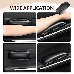 Yumfugu 2 PCS Car Knee Cushion Pads, Car Center Console Knee Leg Trim Cushions, 7.0In x 3.1In Waterproof Soft Sponge Car Frame Protective Pillows, Universal Leg Rest Pads for Trucks SUVs Cars (Black)