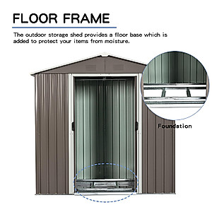 Luxo Abode 8x4 FT Outdoor Storage Clearance & Metal Sheds, Backyard Tool House with Air Vent and Double Lockable Doors, Weatherproof Storage Box, for Garden, Lawn, Patio, Gray