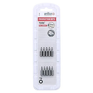 Wiha 71506 Torx Insert Bits, 1/4-Inch Hex Drive, T6 by 25 mm, 10-Pack