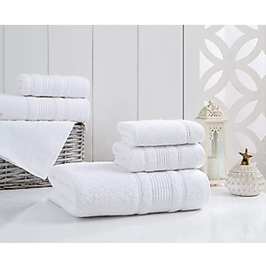 Qute Home 4-Piece Washcloths Towels Set, 100% Turkish Cotton Premium Quality Towels for Bathroom, Quick Dry Soft and Absorbent Turkish Towel, Set includes 4 Wash Cloths (White)