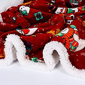 Christmas Blanket,Sherpa Blanket,Red Throw Blanket for Couch,Weighted Soft Fleece Blanket,Gift for Kids Women,Breathable, Comfortable, Anti-Pilling, Machine Washable|50'' X 60''
