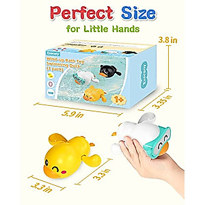 Exorany Bath Toys for Toddlers 1-3, Wind Up Bathtub Toddler Toys for 1 2 3 4 Year Old Boys Girls Gifts, Baby Bath Tub Pool Water Toys, Cute Floating Swim Ducks for Toddlers Age 1-2 2-4