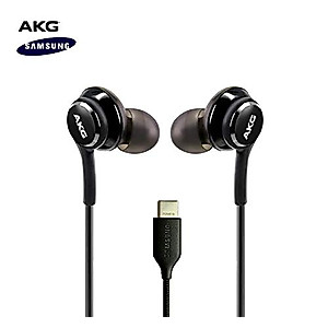 ElloGear 2022 Type C Headphone Earbuds for Samsung Galaxy A53, S21, Galaxy S22, S22 Ultra, Galaxy S20 FE - Designed by AKG - Braided Cable with Microphone and Volume Remote USB-C Connector - Black