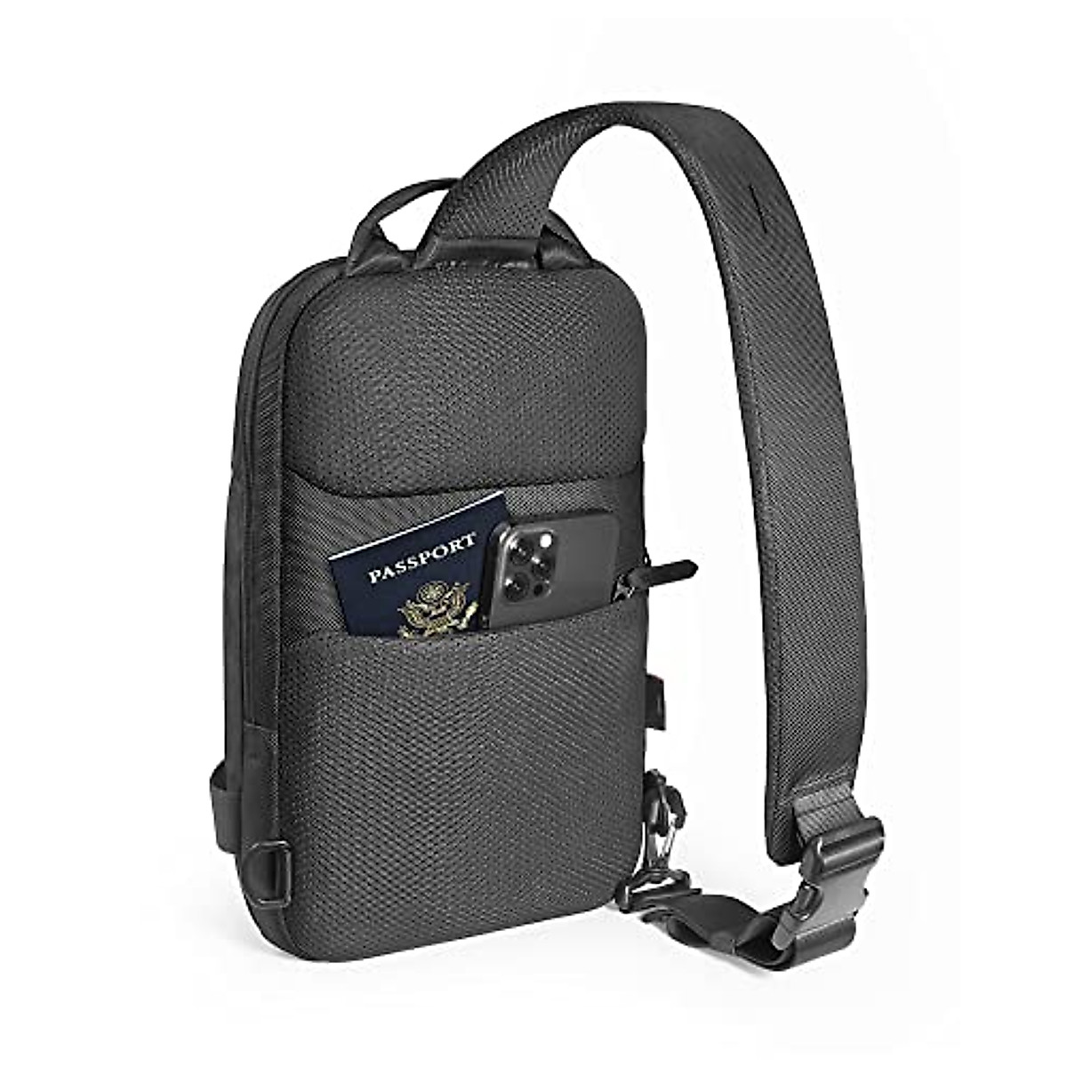 tomtoc Compact EDC Sling Bag, Minimalist Chest Shoulder Backpack Crossbody Bag for Nintendo Switch OLED, 11-inch iPad Pro with Keyboard, Water-resistant Lightweight Daypack for Travel, Work, Sport, 7L