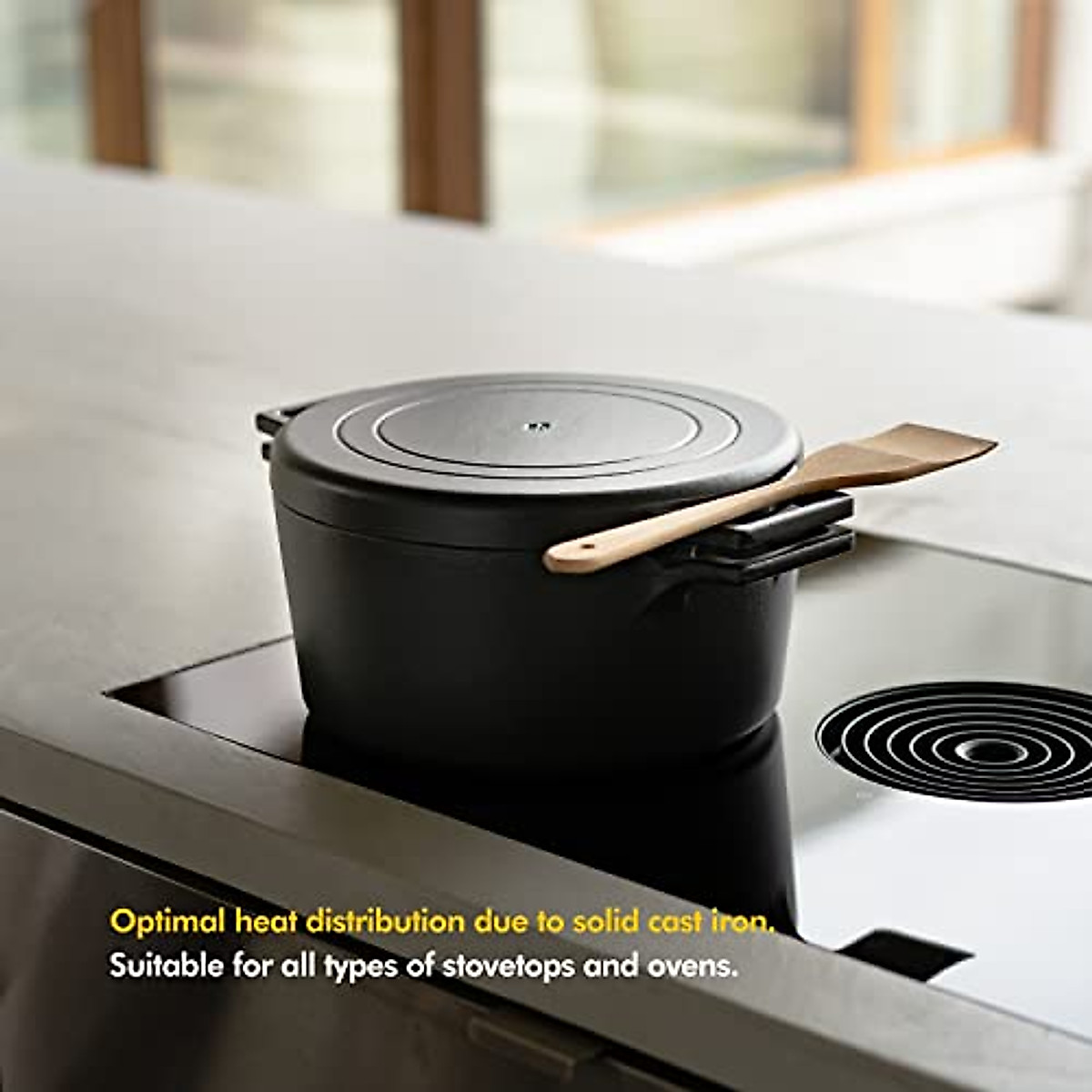 KIVY 6 QT Dutch Oven Pot with Grill Pan Lid - Enamel Dutch Oven for sourdough bread baking - Enameled Cast Iron Dutch Oven with Lid Cast Iron Pot - Instant Dutch Oven Set - Dutch Ovens with Lids