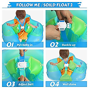 LAYCOL Baby Swimming Float Inflatable Baby Pool Float Ring Newest with Sun Protection Canopy,add Tail no flip Over for Age of 3-36 Months (Blue, L)