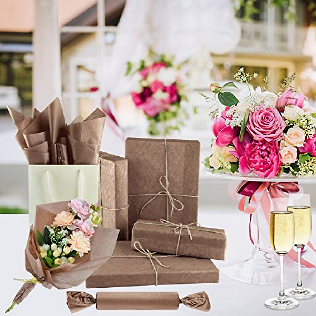 NEBURORA Brown Tissue Paper for Gift Bags 60 Sheets Brown Wrapping Tissue Paper Bulk 14 X 20 Inch Dark Brown Wrapping Paper for Gift Packaging Filler Art Crafts DIY Birthday Wedding Holiday (Brown)