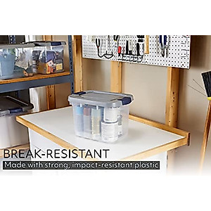 Rubbermaid Roughneck Clear 19Qt/ 4.75 Gal Storage Containers, Pack of 6, with Snap-Fit Grey Lids, Visible Base, Sturdy and Stackable, Great for Storage and Organization