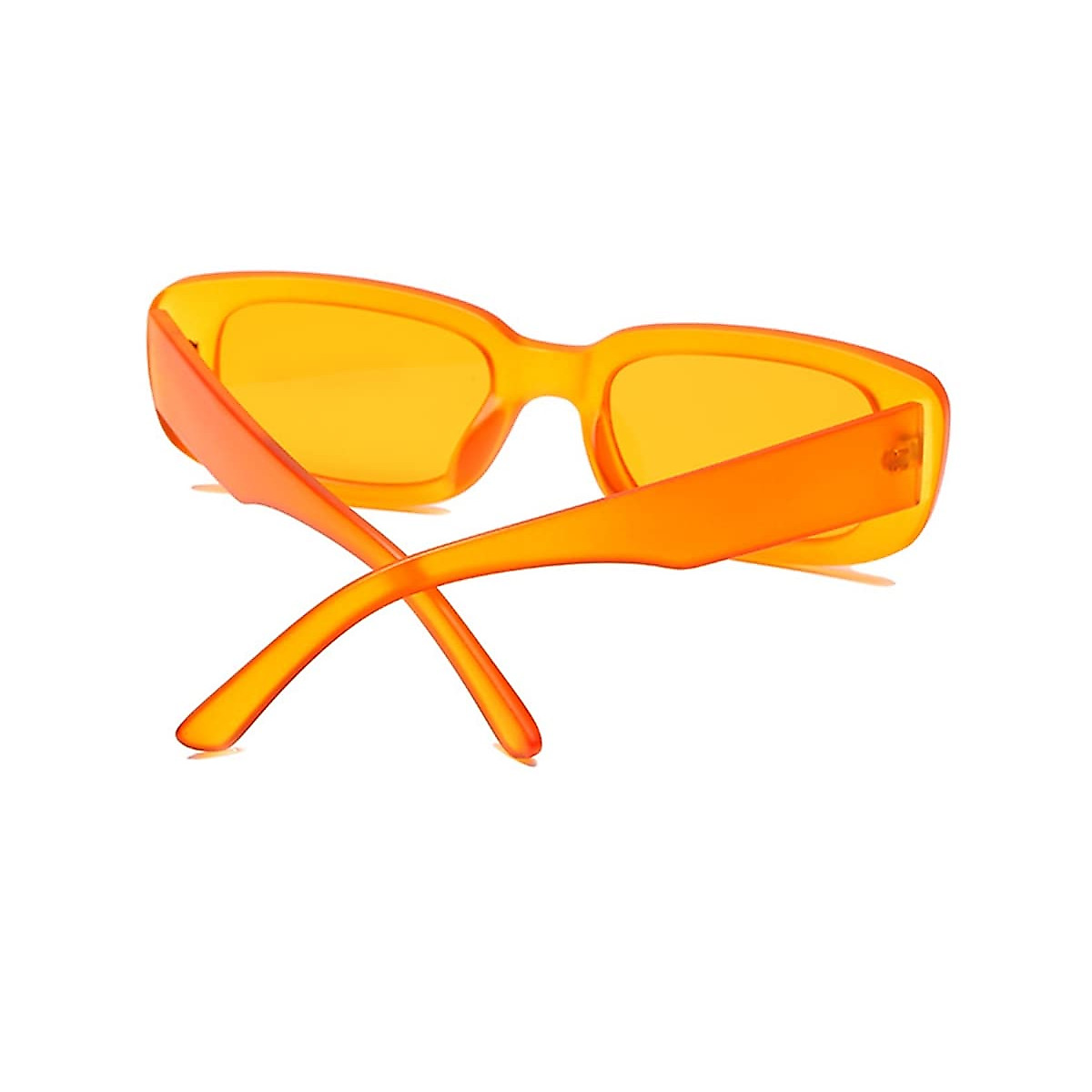 IKANOO Retro Rectangle Sunglasses for Women Men Small Square Frame Trendy Y2K 90’s Black Sunglasses (Orange)