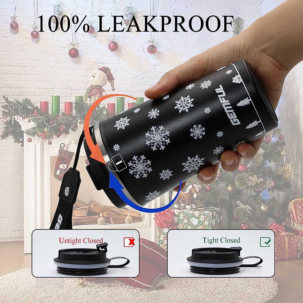 GEMFUL Travel Coffee Tumbler for Men Husband 17oz Reusable Insulated Mug Presents for Dad