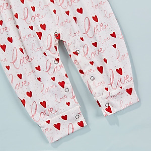 My First Valentine's Day Outfit Letters and Heart Printed Pattern Romper Set for Baby Boys Girls (White E, 18-24 Months)