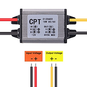 MELIFE Waterproof Car Power Converter DC 9V-22V 12V to DC 6V Buck Voltage Regulator 3A 18W Step Down Volt Module Power Supply Compatible with Vehicle Automotive LED Display Radio