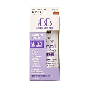 Kiss New York Aqua BB Cream 8-in-1 Multi Function Cover and Care Beauty Balm, Korean Skin Care Argan Oil Infused, Radiant Finish, Hydrating Full Coverage BB Cream 1.42 Fl Oz (Coconut)