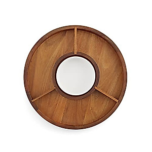 Nambe Duets Collection Lazy Susan, Divided Organizer, Serving Tray, Crudité Platter, Kitchen, Dining, Pantry Display and Storage, Acacia Wood Tray, Porcelain Dip Bowl