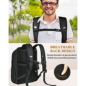 Travel Backpack for Men, TSA Approved Laptop Backpack Large Business Backpack for Men 17.3 Inch Water Resistant Computer Backpack with USB Charging Port, Work College School Bookbag for Men and Women