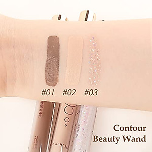 Boobeen Cream Contour Stick Liquid Bronzer and Highlighter Face Makeup, Highlighting&Contouring Pen Creamy Concealer Highlight Stick, Easy to Create a Natural Matte Finishing, Available in 3 Types