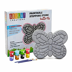 Paint Your Own Stepping Stones Kit for Kids DIY Arts and Crafts, Garden Décor, 8 Paint Colors, 2 Brushes