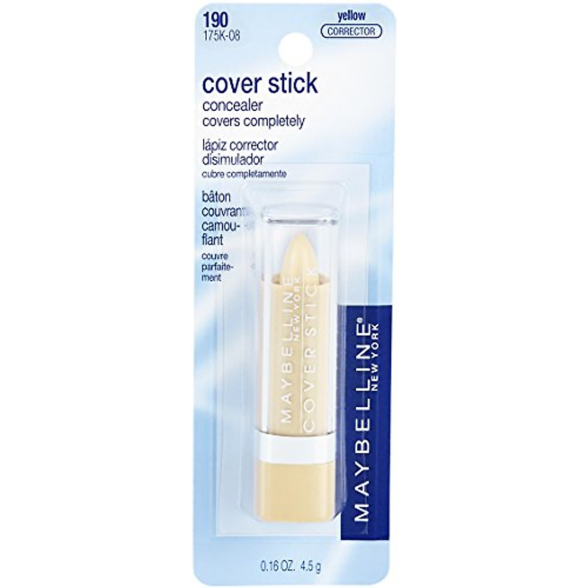 Maybelline New York Cover Stick Corrector Concealer, Yellow Corrects Dark Circles, 0.16 oz.