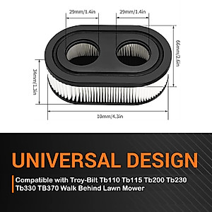 Air Filter Spark Plug for Troy-Bilt TB110 TB115 TB200 TB230 TB330 TB370 Lawn Mower Suitable for 550E 550EX 500EX 625EX 675EXI 725EXI 575EX Series Engine