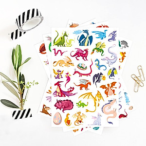 Dragon Stickers 530 Counts Cute Cartoon Dragon Adhesive Sticker for Water Bottles Art Toys Crafts Kids Boys Toddlers Invitations Envelopes Party Gifts Bags Decor