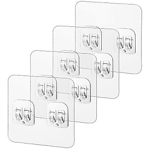 WLLHYF 4 Packs Shower Caddy Adhesive Replacement, Transparent Strong Sticky Waterproof Heavy-duty Nail Free Adhesive Pads for Bathroom Storage Shelves Soap Holder Kitchen Racks