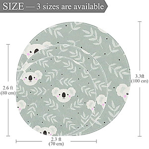 Cute Koala Large Baby Rug for Nursery Kids Round Warm Soft Activity Mat Floor Area Rugs Non-Slip for Children Toddlers Bedroom,39.4x39.4IN