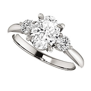 10K Solid White Gold Handmade Engagement Ring 1.0 CT Oval Cut Moissanite Diamond Solitaire Wedding/Bridal Ring Set for Women/Her Propose Ring (7.5)