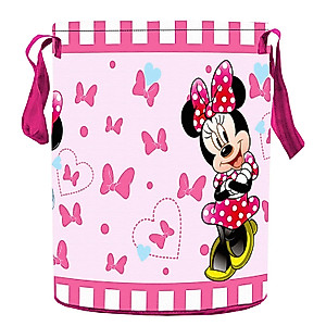 Kuber Industries Disney Minnie Print Non Woven Fabric Foldable Laundry Basket, Toy Storage Basket, Cloth Storage Basket with Handles,45 LTR (Pink)