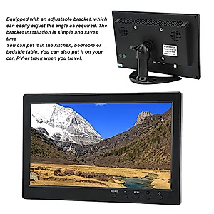 Kufoo Portable Monitor, 10.1 Inch TFT LCD Monitor Remote Control Dual Speakers for Bedroom for Bedside Table (US Plug)