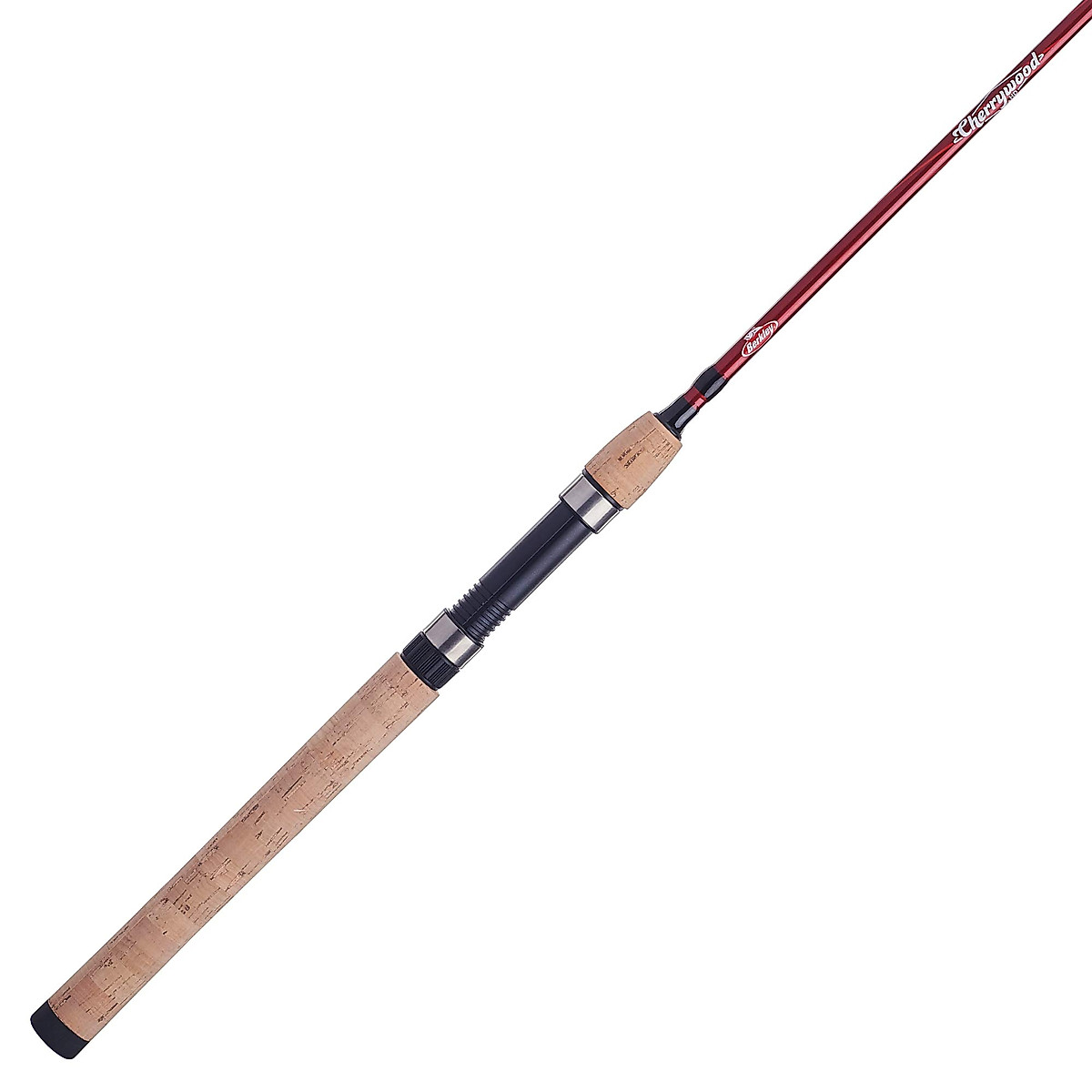 Berkley 6’6” Cherrywood HD Spinning Rod, One Piece Spinning Rod, 4-12lb Line Rating, Medium Light Rod Power, Fast Action, 1/8-5/8 oz. Lure Rating,Red