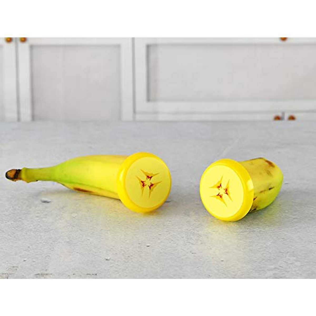 HOME-X Fresh Banana Cover, Reusable Produce Keeper, Banana End Caps, Set of 2-2” D x 1” H, Yellow