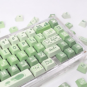Laetass Mechanical Keyboard Keycaps,Compatible with Cross Axle,Original Height pbt keycaps,Anti-mistouch, 131-Key Spring Theme, High Aesthetic Value,Bring You a Delightful Typing Experience.(Green)