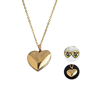 YALLNASL Gold Heart Locket Necklace for Women Adults with Picture Locket Pendant Photo Necklace Heart Locket Necklace that Holds Pictures Necklaces for Men Women Necklace Gift