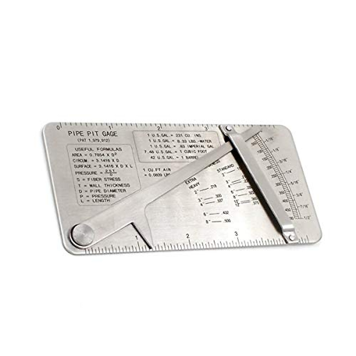 Pipe Pit Gage 0-1/2'' In 1/64'' Increments Handy Formulas Pipe Welding Undercut Stainless Steel