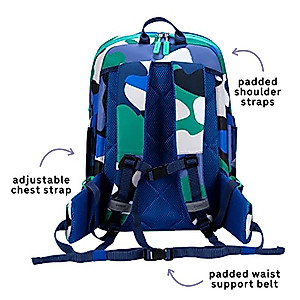 uninni Camouflage Blue 16'' Kids Backpack with Cute Pencil Case, Lightweight, School and Travel Storage Organizer