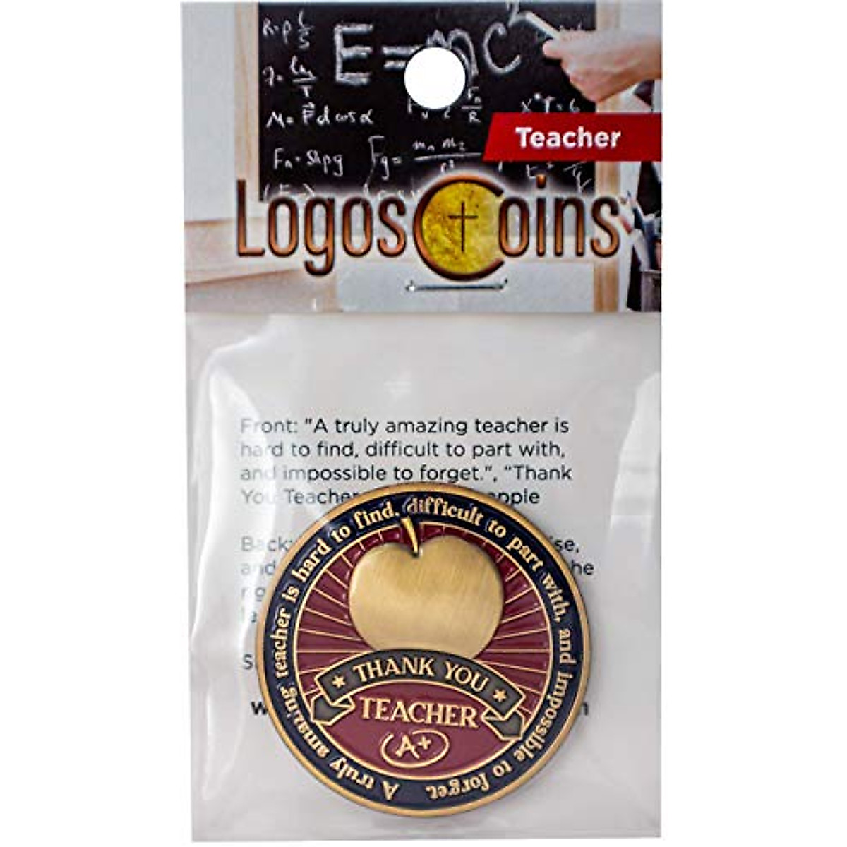 Teacher Appreciation Coin, Thank You Teacher Gift, Pass Along Pocket Token of Gratitude for Teachers and Educators, Antique Gold-Color Plated Proverbs 9:9 Challenge Coin