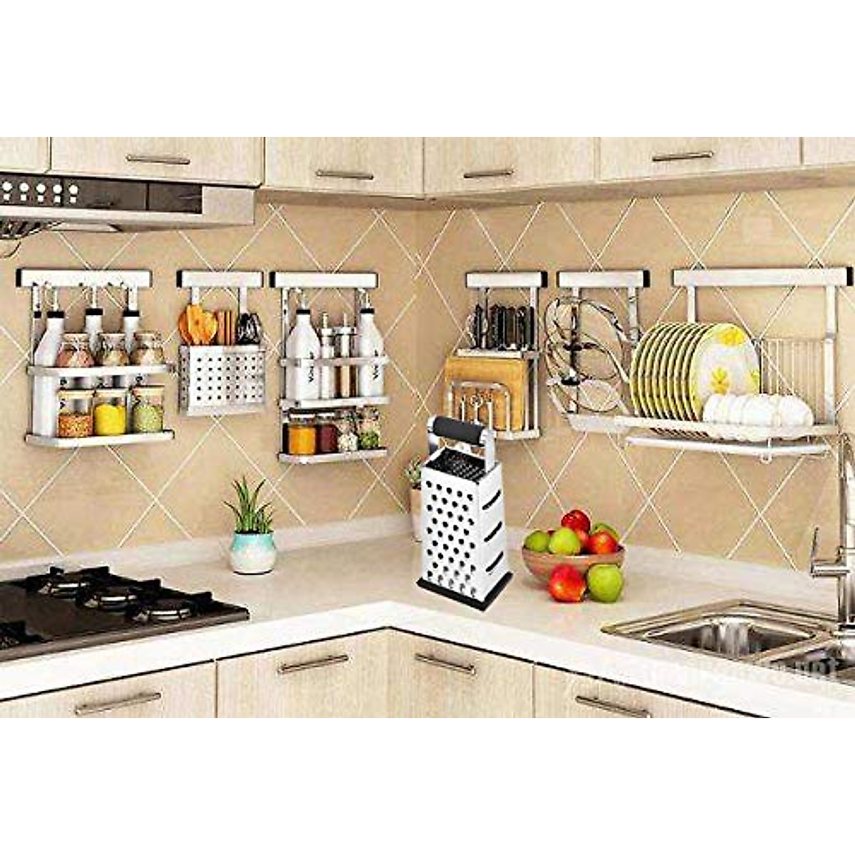 FIAMER Box Cheese Grater & Shredder Chopper Four-sided Grater Peeler Kitchen Box Vegetable Fruit Cucumber Carrot Cheese Salad Melon Planing Slip Handle Easy To Clean, Dishwasher Safe