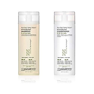 GIOVANNI Tea Tree Triple Treat Invigorating Shampoo & Conditioner Set - Cooling Peppermint, Eucalyptus, Rosemary, Helps Dry, Flaky Scalp, Salon Quality, Vegan, Cruelty Free - 8.5 oz Each