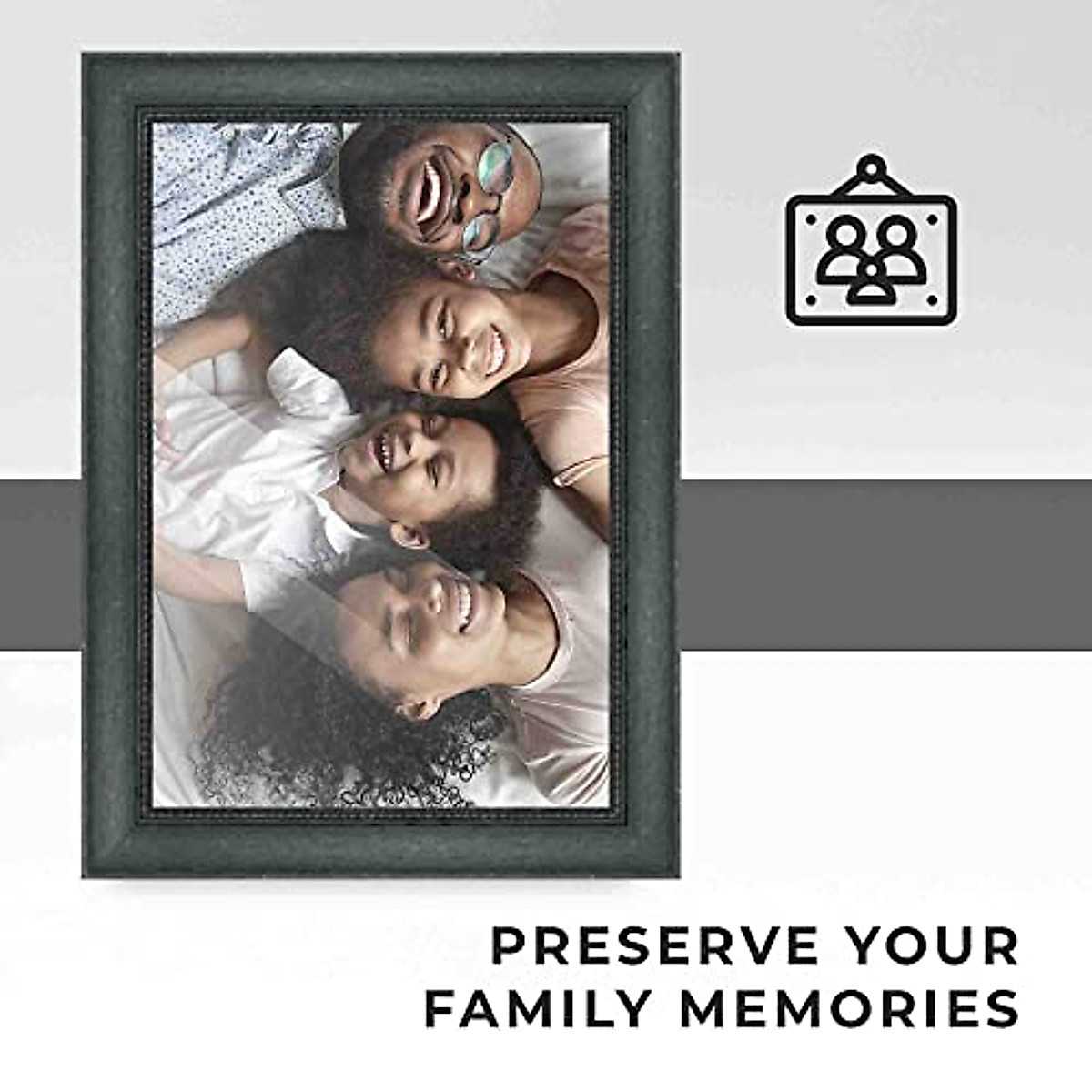 19x20 Frame Black Real Wood Picture Frame Width 2 Inches | Interior Frame Depth 0.5 Inches | Beaded Black Distressed Photo Frame Complete with UV Acrylic, Foam Board Backing & Hanging Hardware