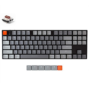 Keychron K5 87 Key Ultra-Slim Wireless Bluetooth/USB Wired Mechanical Gaming Keyboard, TKL Tenkeyless RGB LED Backlit Low Profile Brown Switches for Mac Windows, N-Key Rollover, Version 5